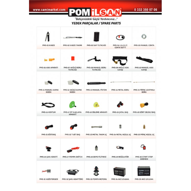 Pomilsan Akülü İlaçlama Pompası Akü 12V. 12AH. PMS-35 - PMS-35